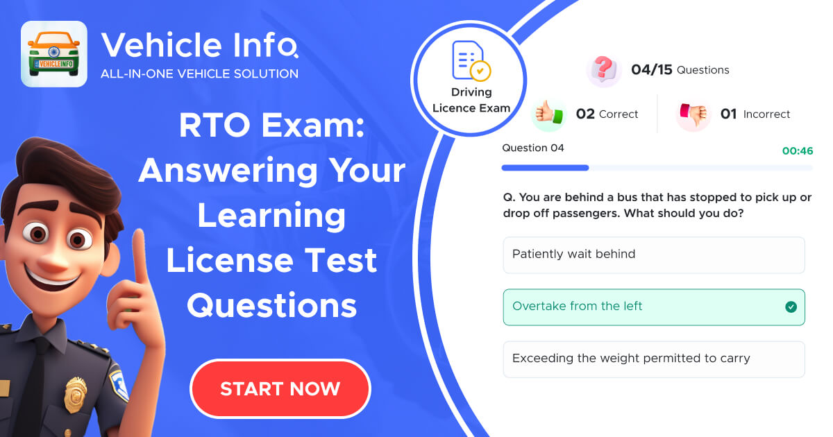 Driving Licence Exam Questions & RTO Test Practice Online | Vehicleinfo